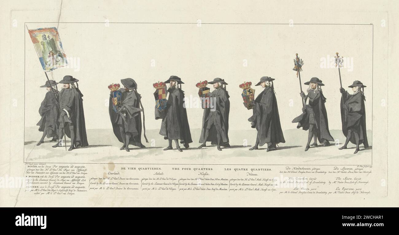 Corpse of Willem IV, 1752, plate 22, 1753 print A banner and the ...