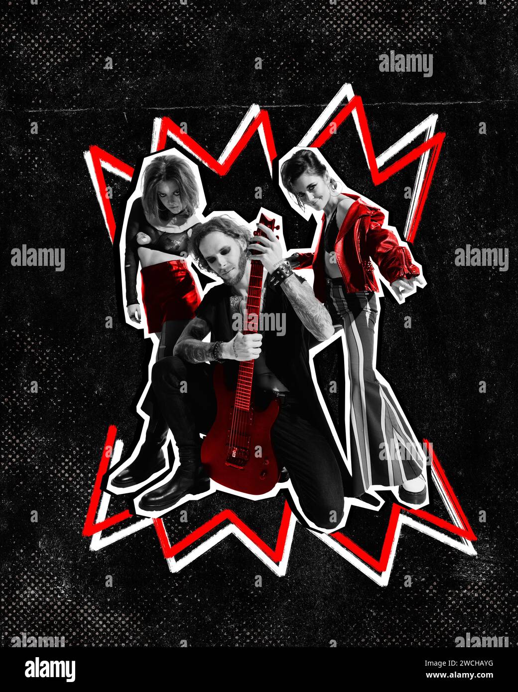 Poster. Contemporary art collage. Three artistic creative persons ...