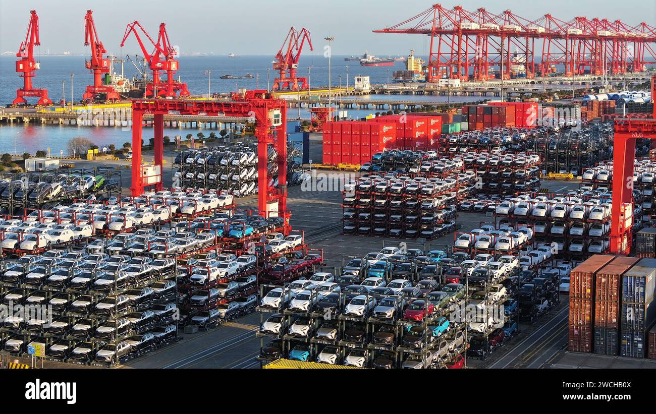 SUZHOU, CHINA - JANUARY 15, 2024 - A batch of cars are exported ...