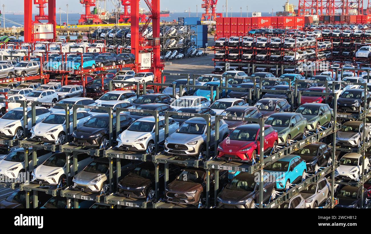 SUZHOU, CHINA - JANUARY 15, 2024 - A batch of cars are exported ...