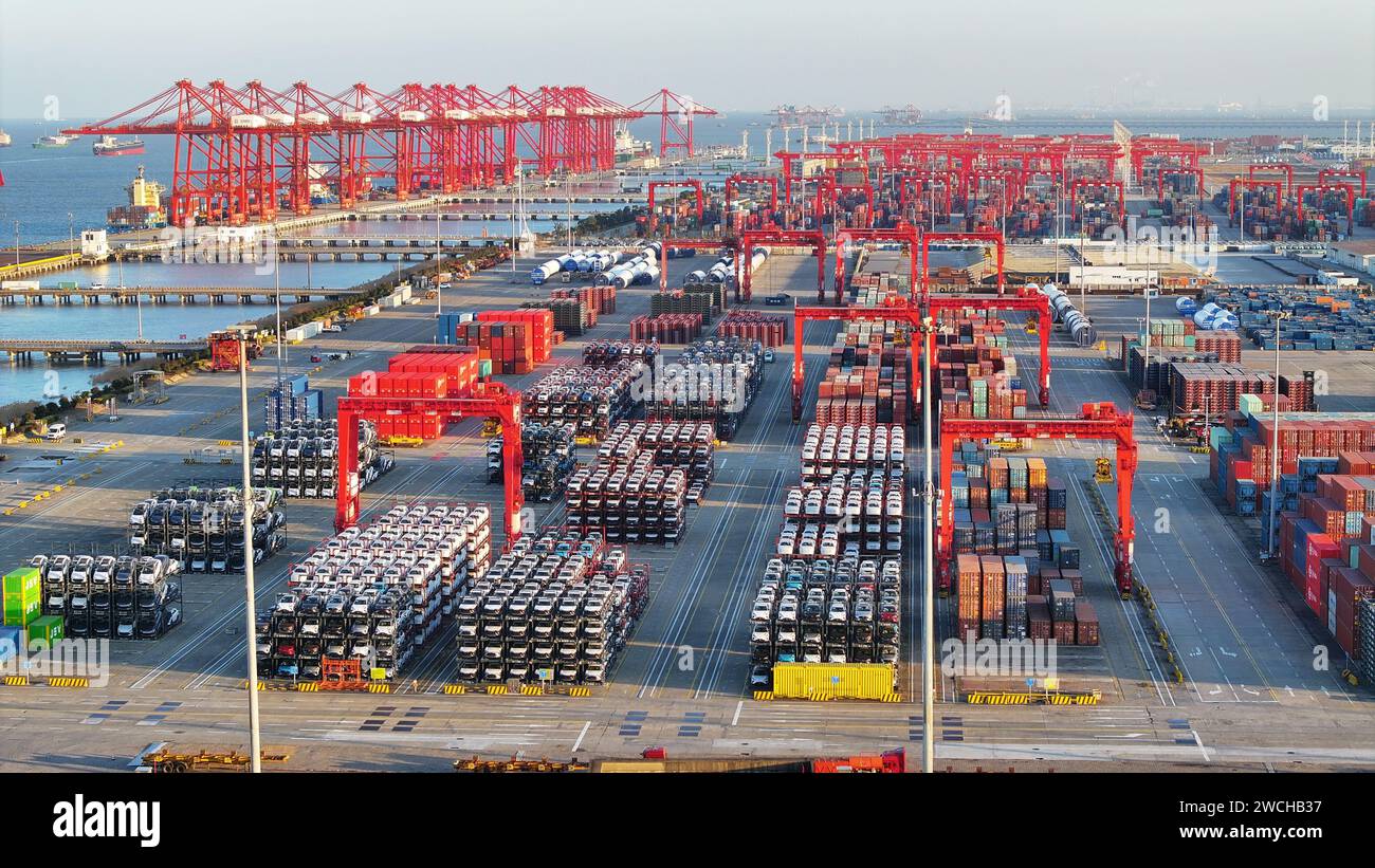 SUZHOU, CHINA - JANUARY 15, 2024 - A batch of cars are exported ...