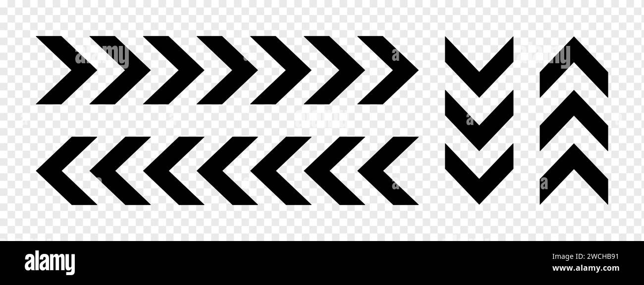 Set of horizontal and vertical chevron arrows. Ornaments with repeated ...