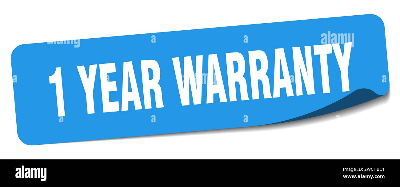 1 year warranty sticker. 1 year warranty rectangular label isolated on ...