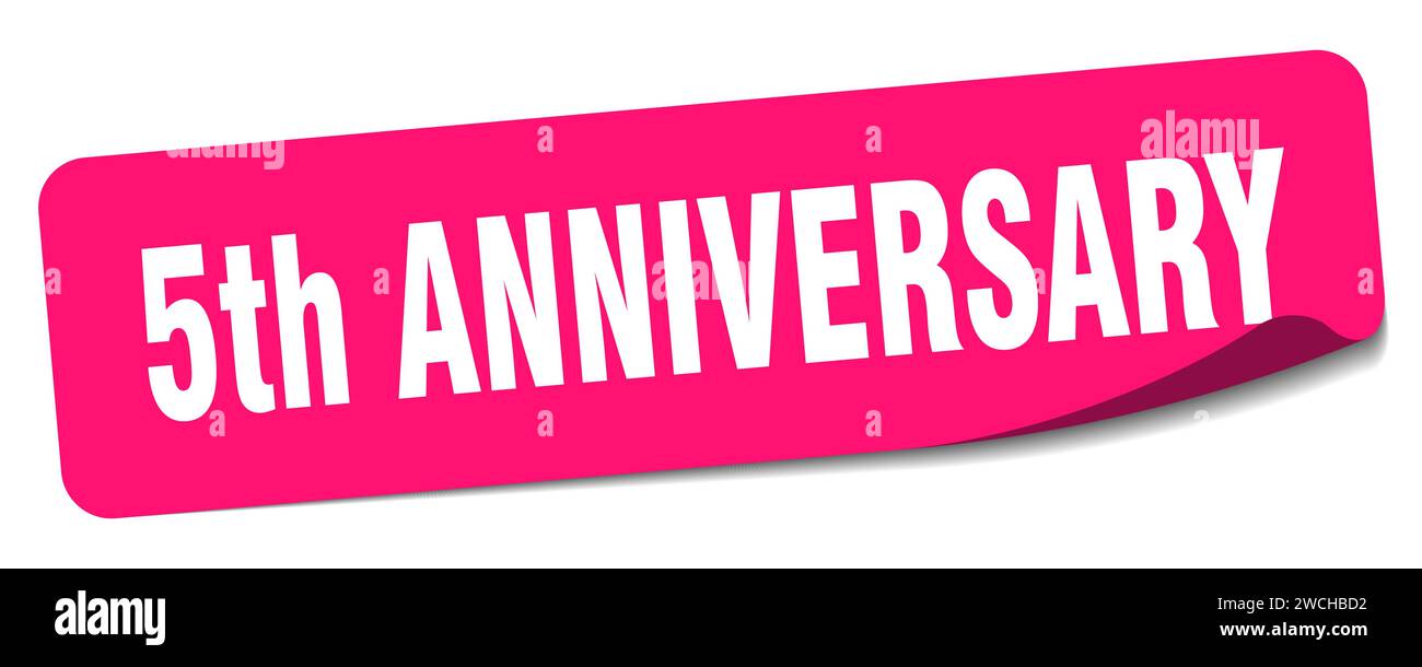 5th anniversary sticker. 5th anniversary rectangular label isolated on ...