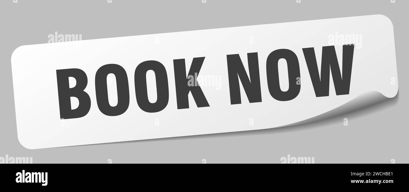 book now sticker. book now rectangular label isolated on white ...