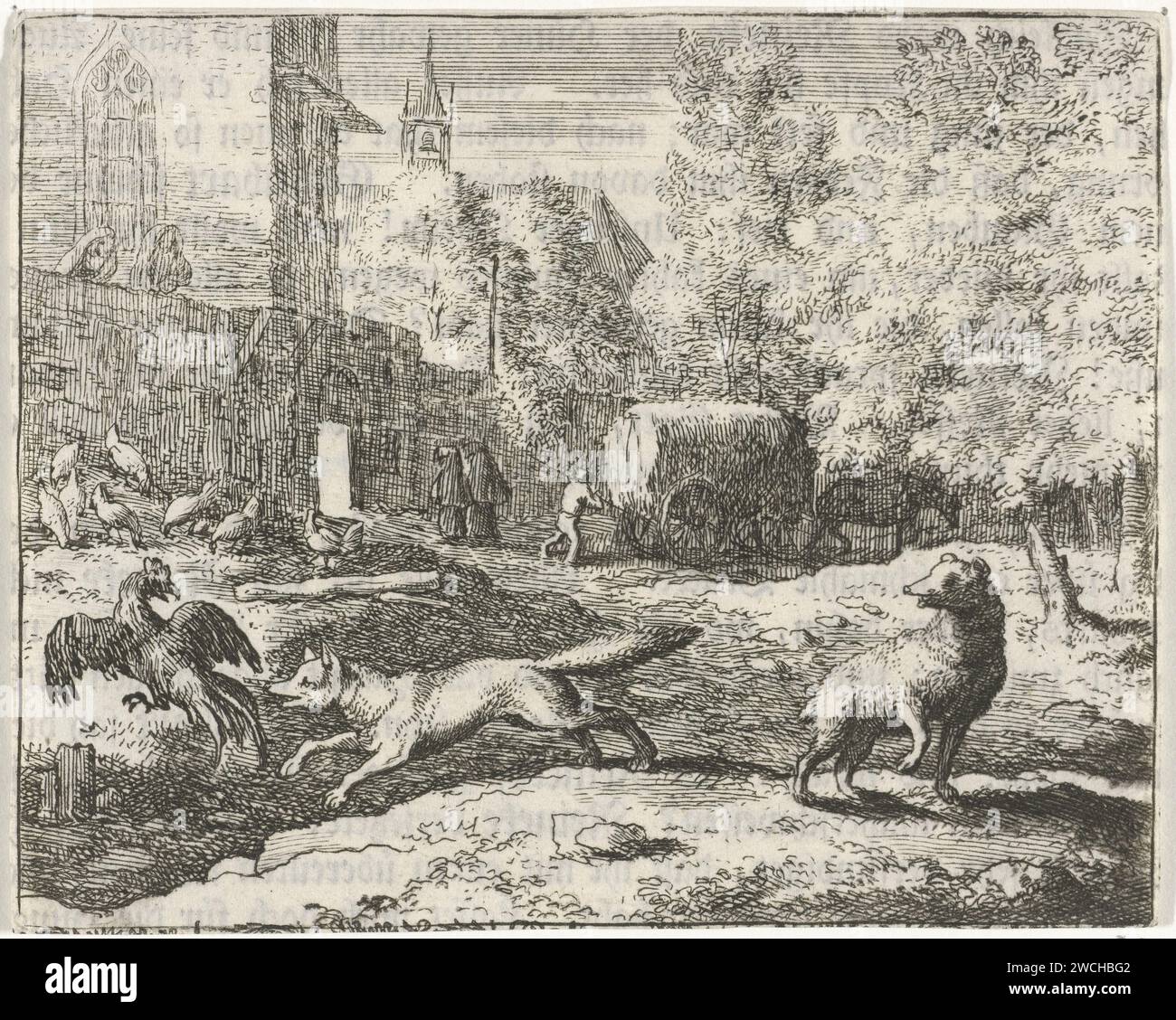 Reinaert de Vos hunts Hanen, Allaert van Everdingen, 1665 - 1675 print ...