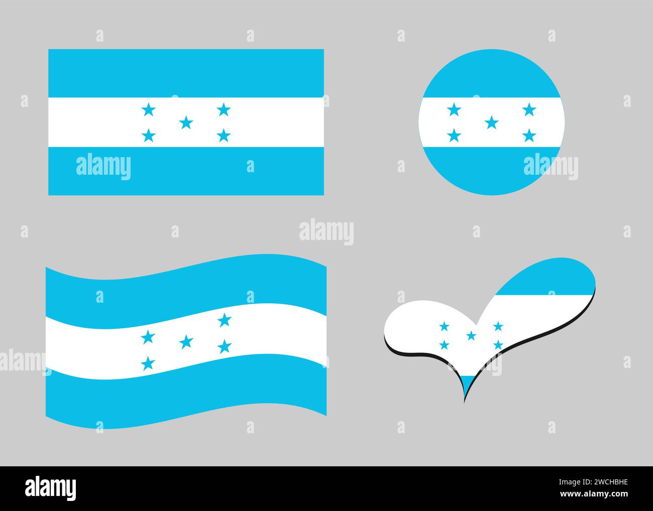 Flag of Honduras. Honduras flag in heart shape. Honduras flag in circle ...