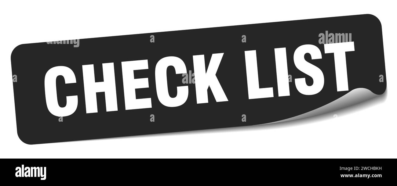 check list sticker. check list rectangular label isolated on white ...
