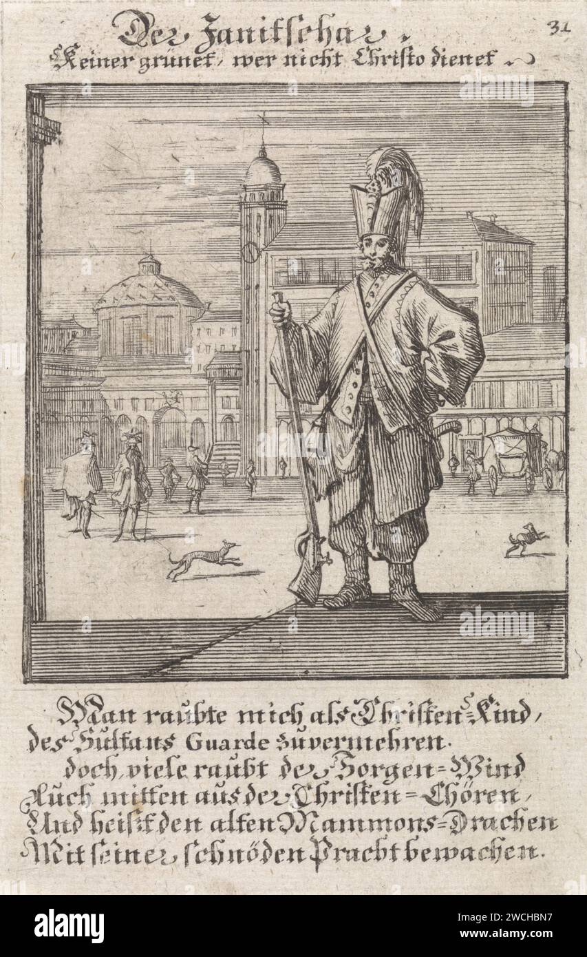 Turkish Infantry Soldier (JaniSaar), Caspar Luyken, 1711 print Print at ...