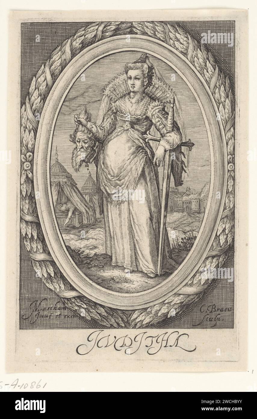 Judit, Nicolaas Braeu, after Jacob Matham, 1671 - 1705 print Judit ...