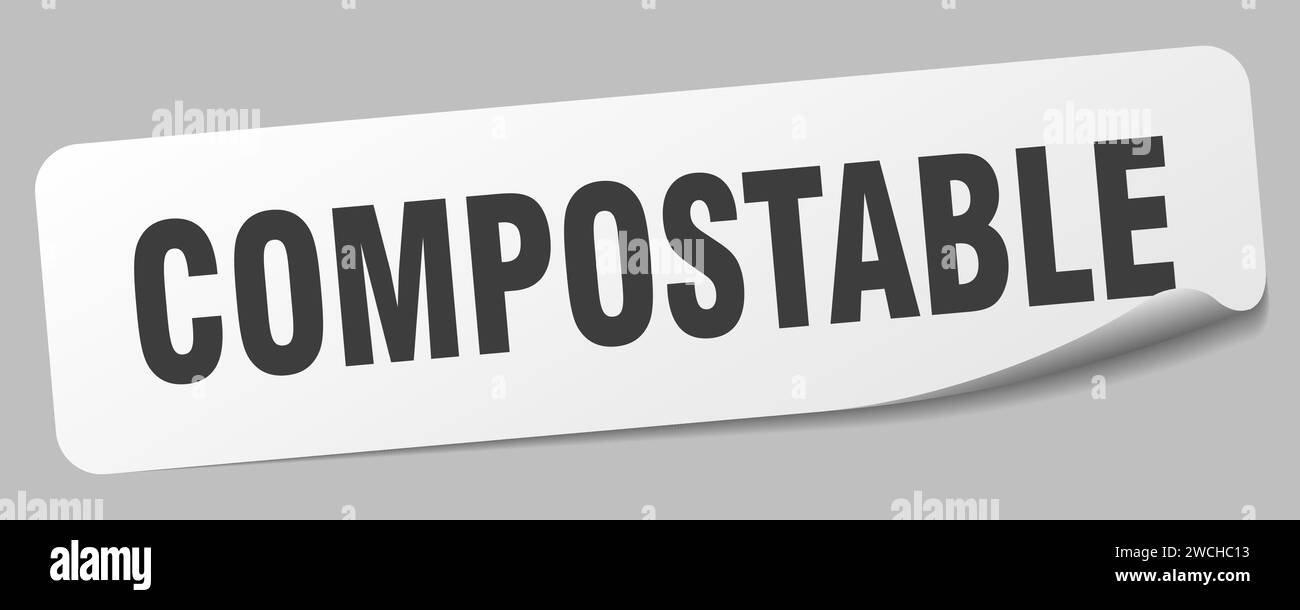 compostable sticker. compostable rectangular label isolated on white ...