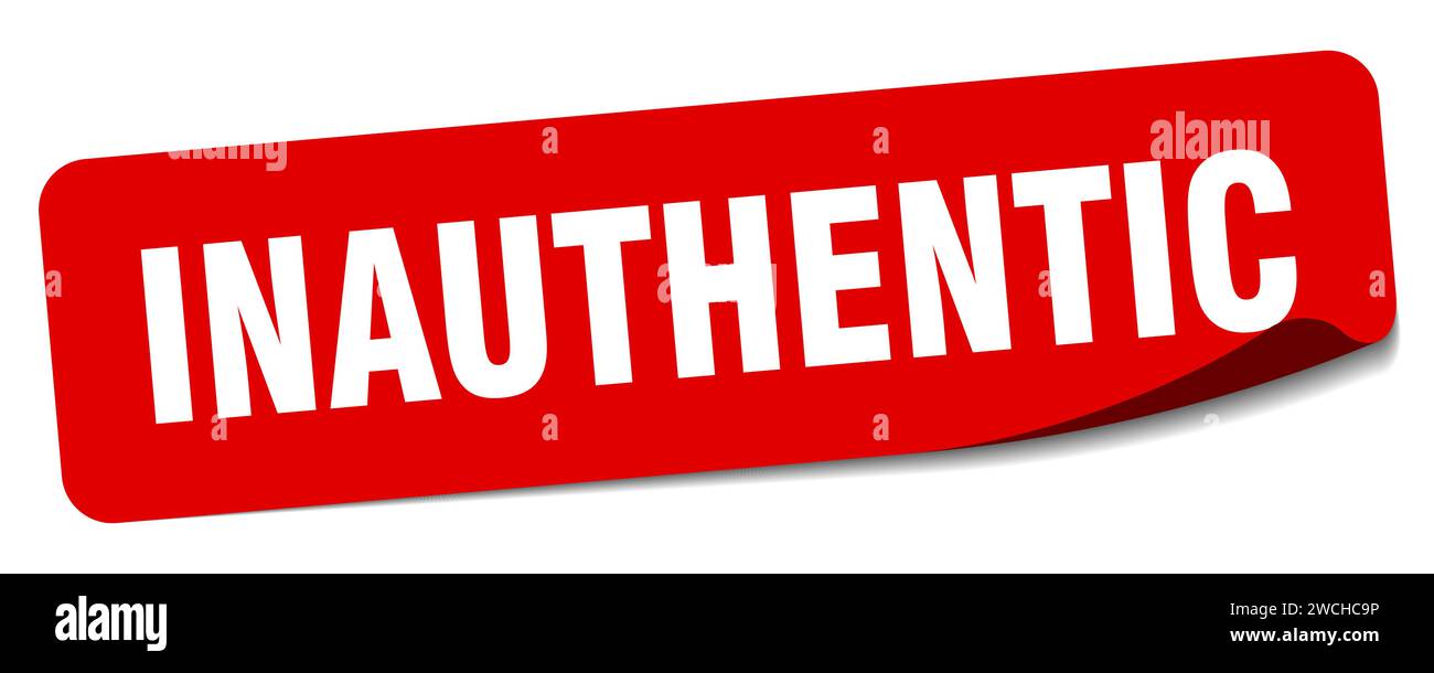 inauthentic sticker. inauthentic rectangular label isolated on white ...