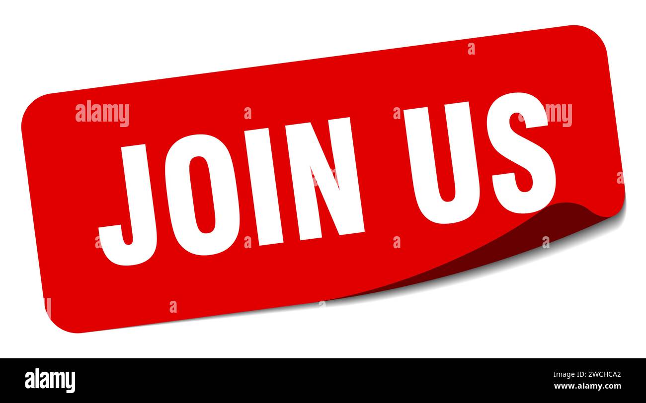 join us sticker. join us rectangular label isolated on white background ...
