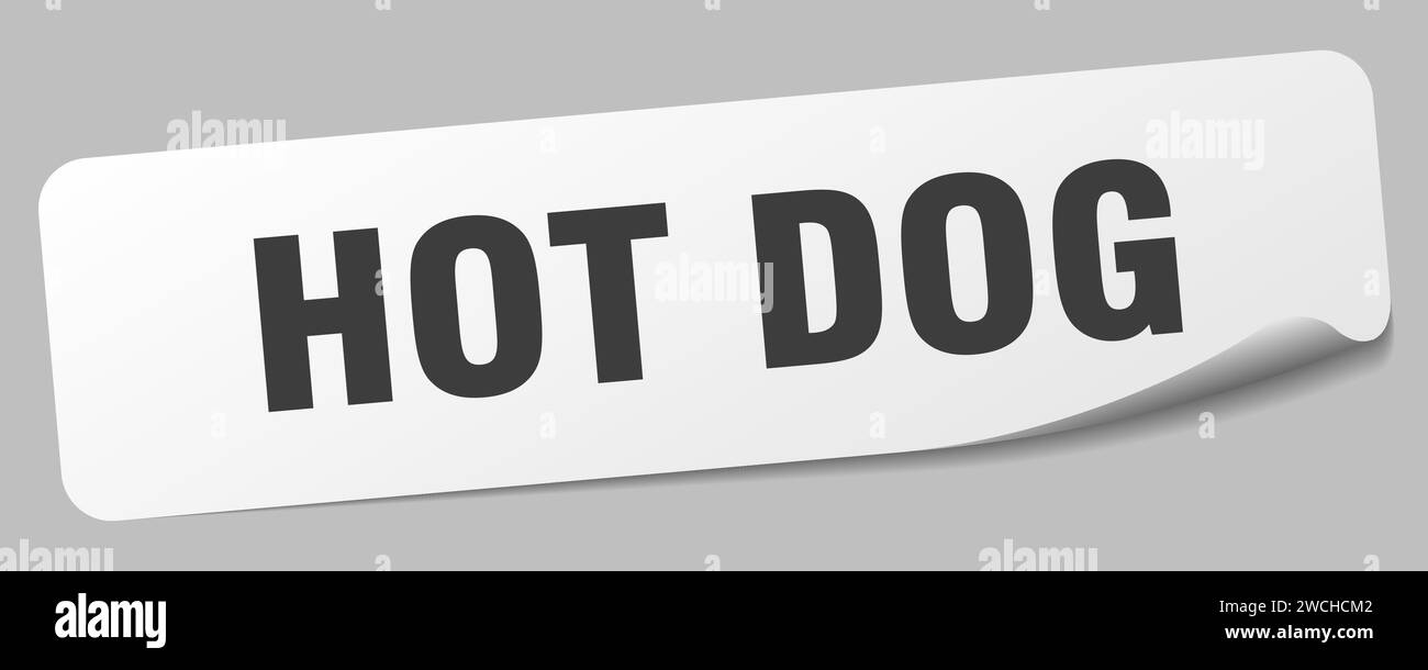 hot dog sticker. hot dog rectangular label isolated on white background ...