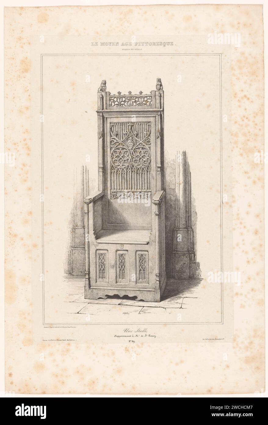 Koorstoel, Léon Auguste Asselineau, 1837 - 1839 print Image of a ...