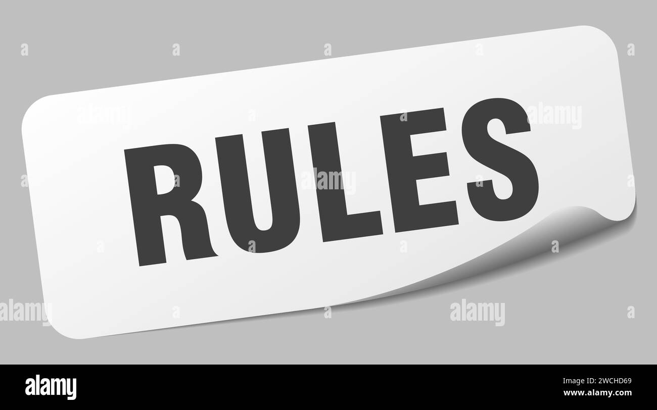 rules sticker. rules rectangular label isolated on white background ...