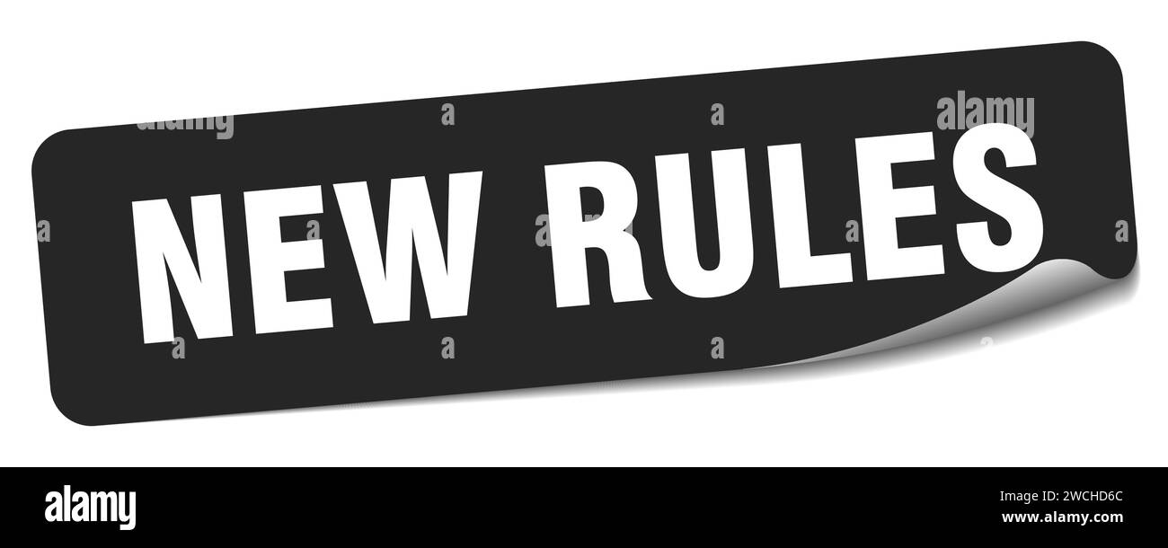 new rules sticker. new rules rectangular label isolated on white ...