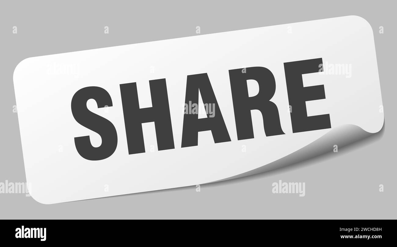 share sticker. share rectangular label isolated on white background ...