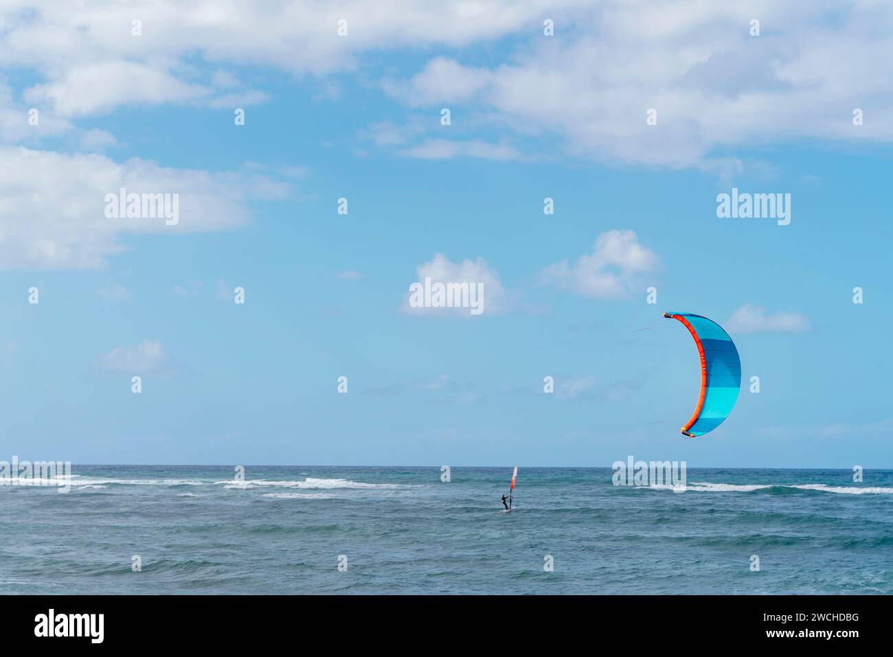 Wing Surfing Wind in the blue sky. Copy space Stock Photo - Alamy