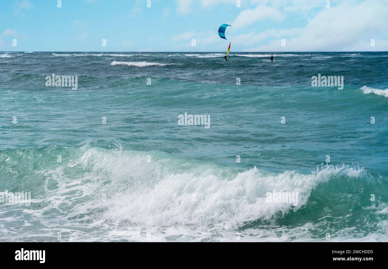 Wing Surfing Wind in the blue sky. Copy space Stock Photo - Alamy