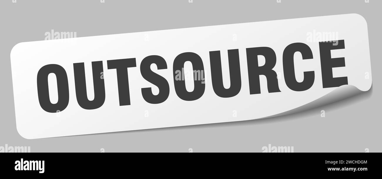 outsource sticker. outsource rectangular label isolated on white ...