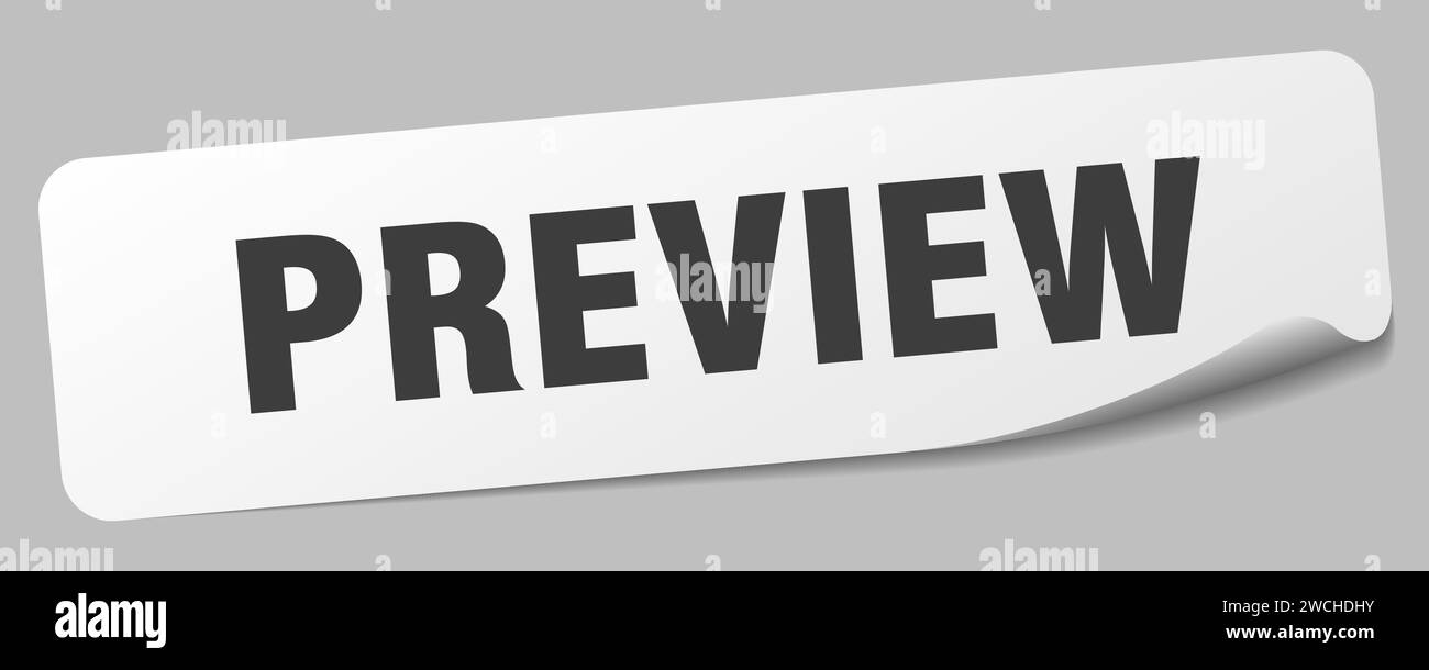 preview sticker. preview rectangular label isolated on white background ...