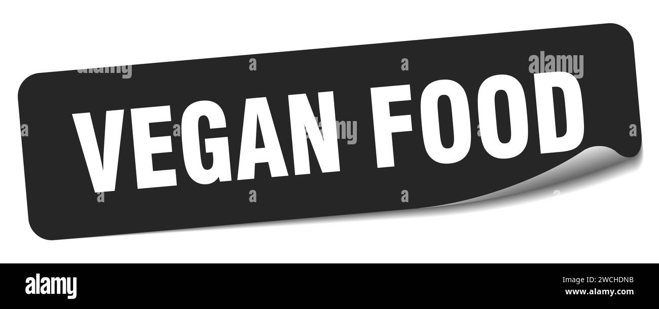 vegan food sticker. vegan food rectangular label isolated on white ...