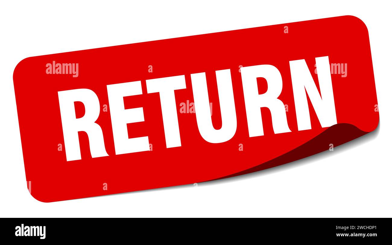 return sticker. return rectangular label isolated on white background ...