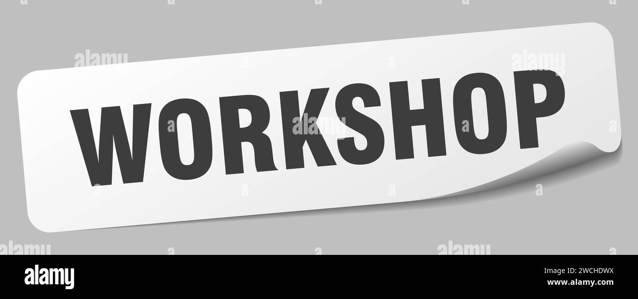 workshop sticker. workshop rectangular label isolated on white ...