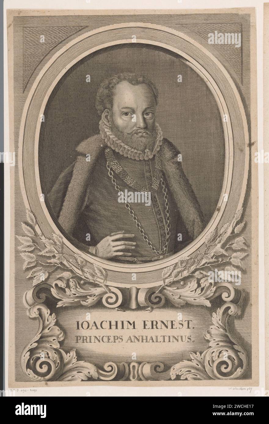 Portrait van Joachim Ernst von Anhalt, Martin Bernigeroth, 1680 - 1733 ...