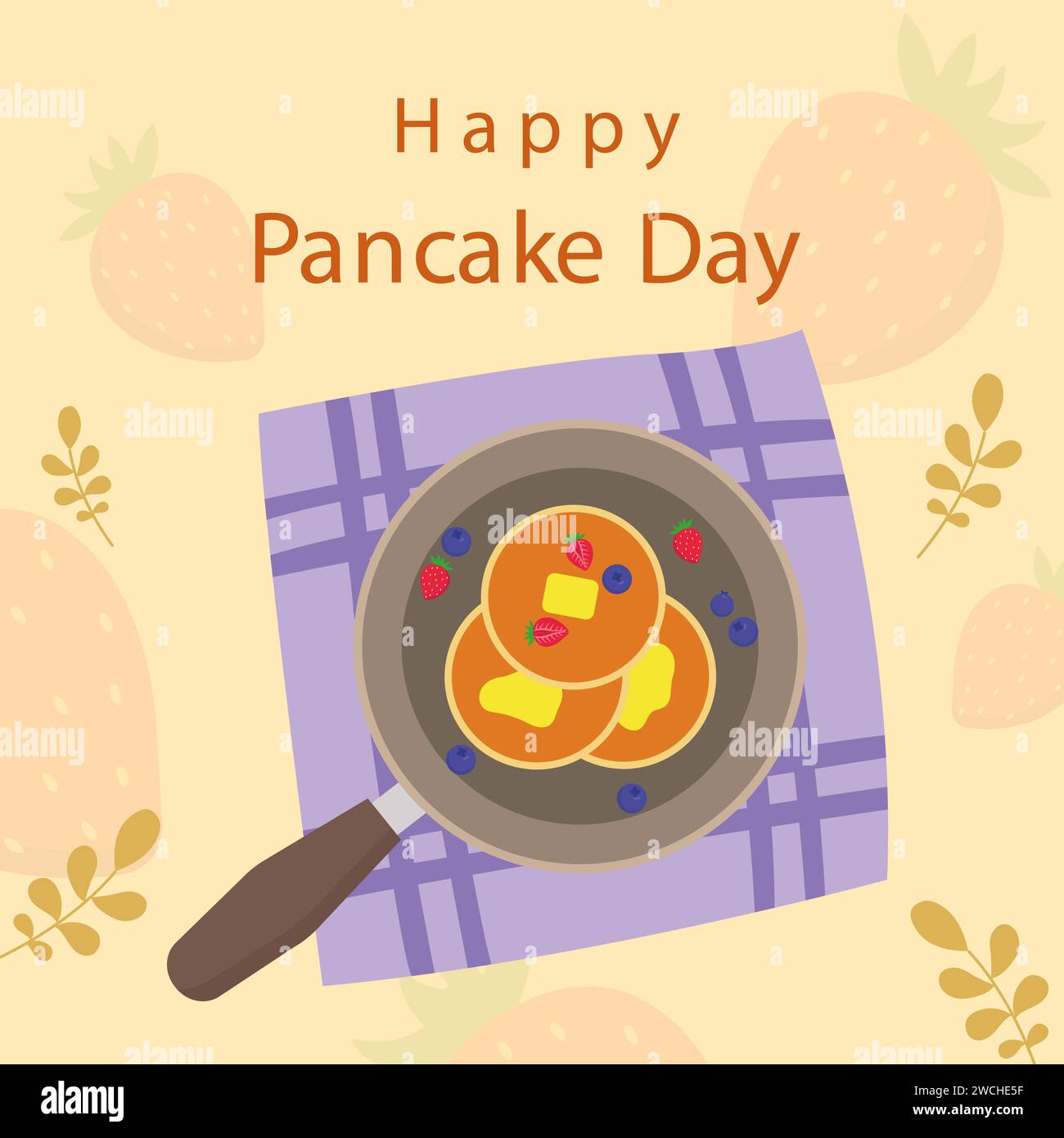 Happy Pancake Day Flat Illustration Stock Photo - Alamy