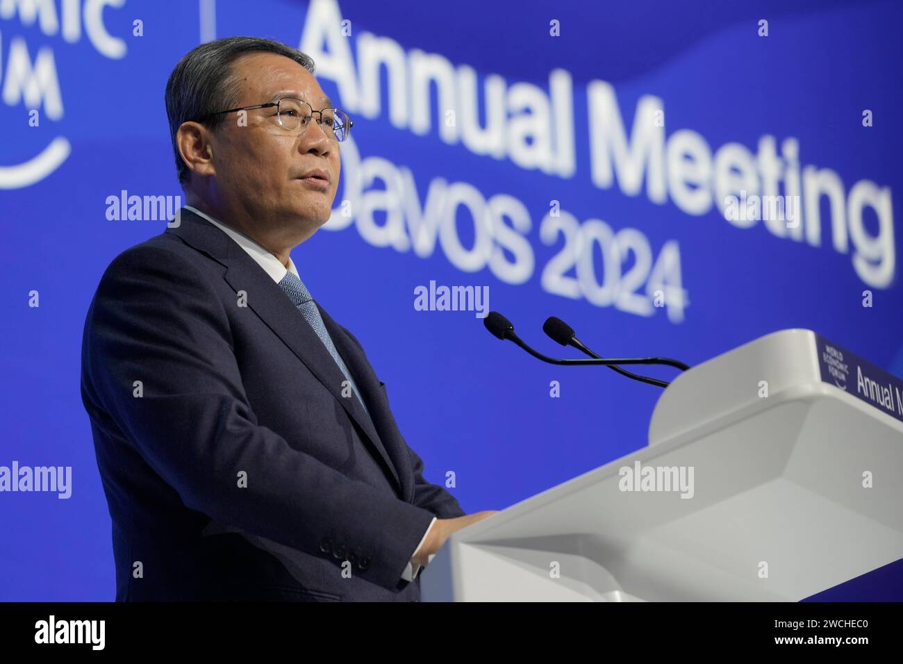 Premier of China Li Qiang addresses attendees of the Annual Meeting of ...