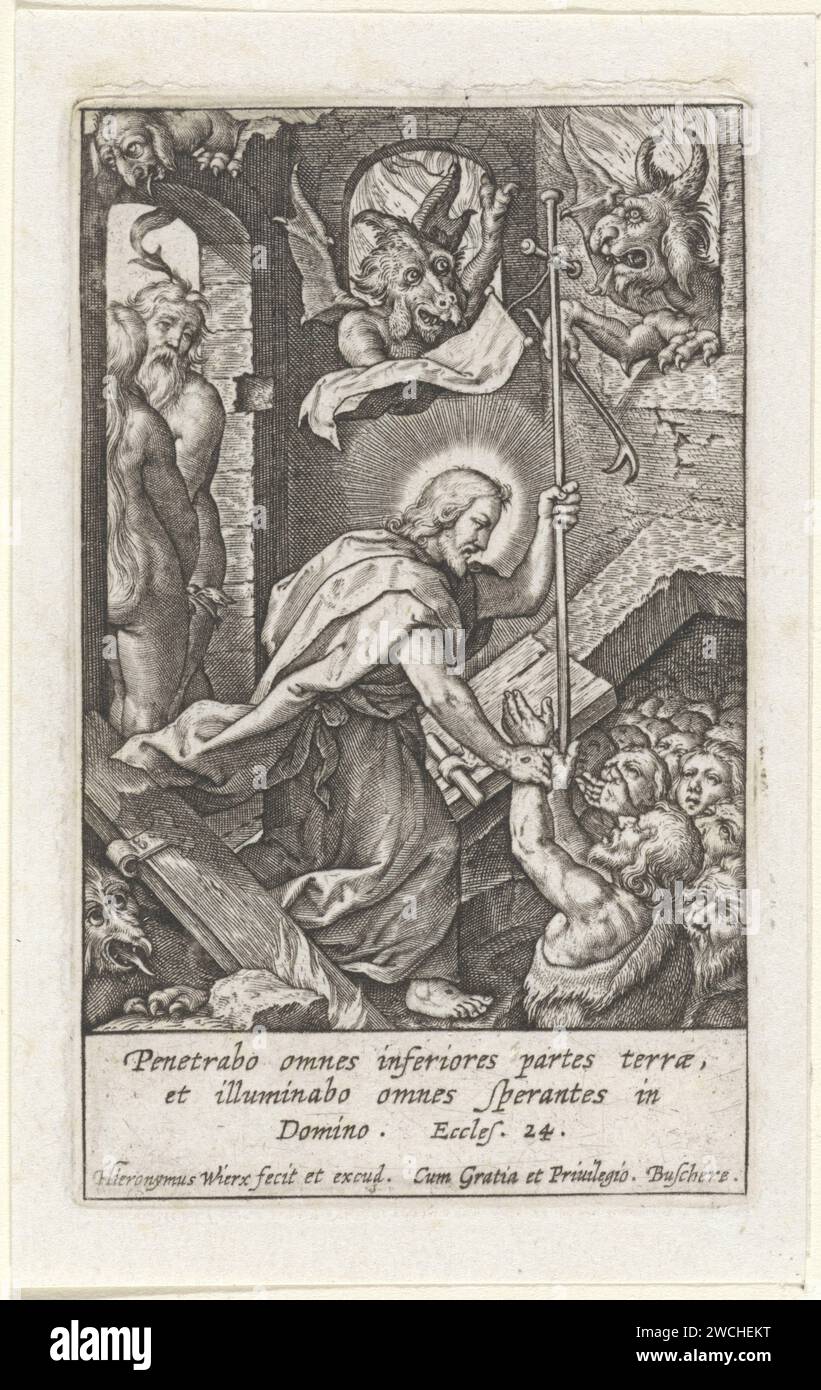 Christ in the Breepreken, Hieronymus Wierix, 1563 - Before 1619 print After his death, Christ ...