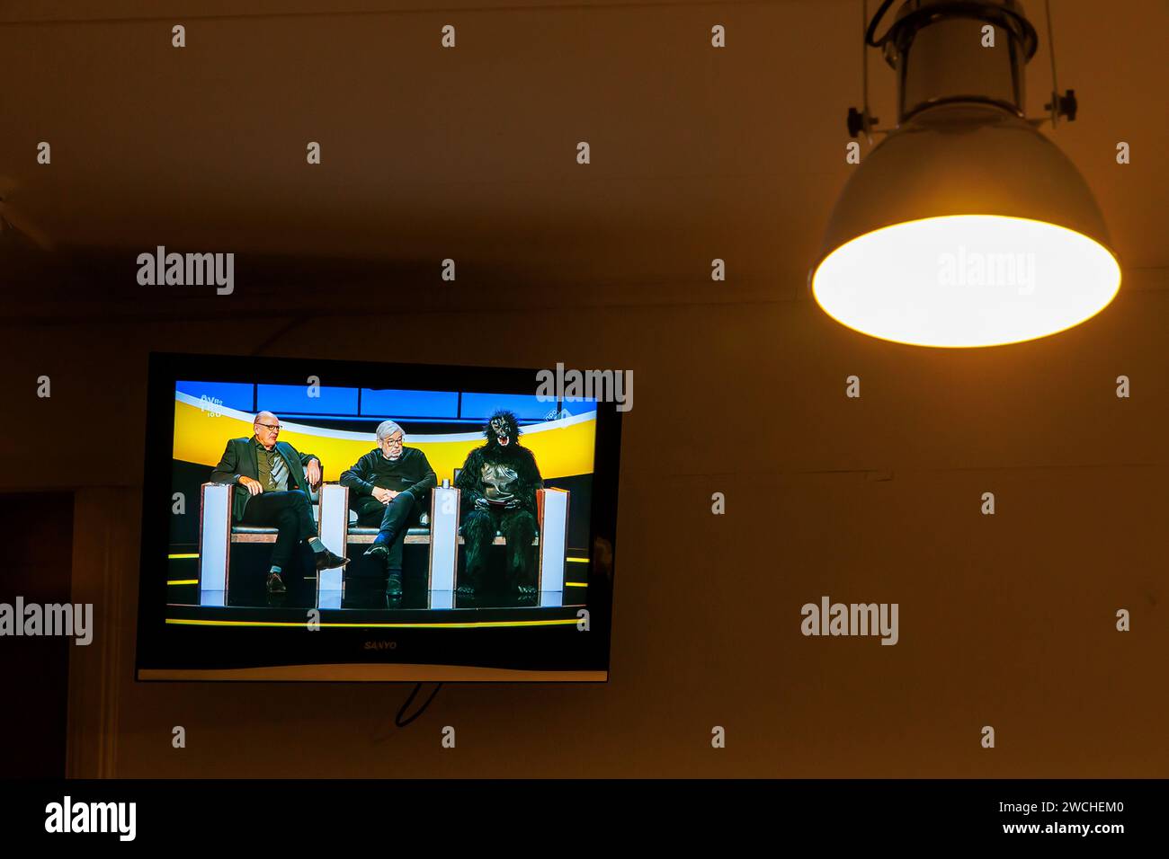 television in a hotel room in Oostkapelle on Walcheren, Zeeland ...