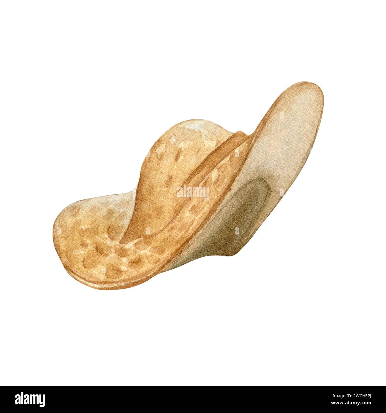 Single straw hat watercolor illustration isolated on white background ...