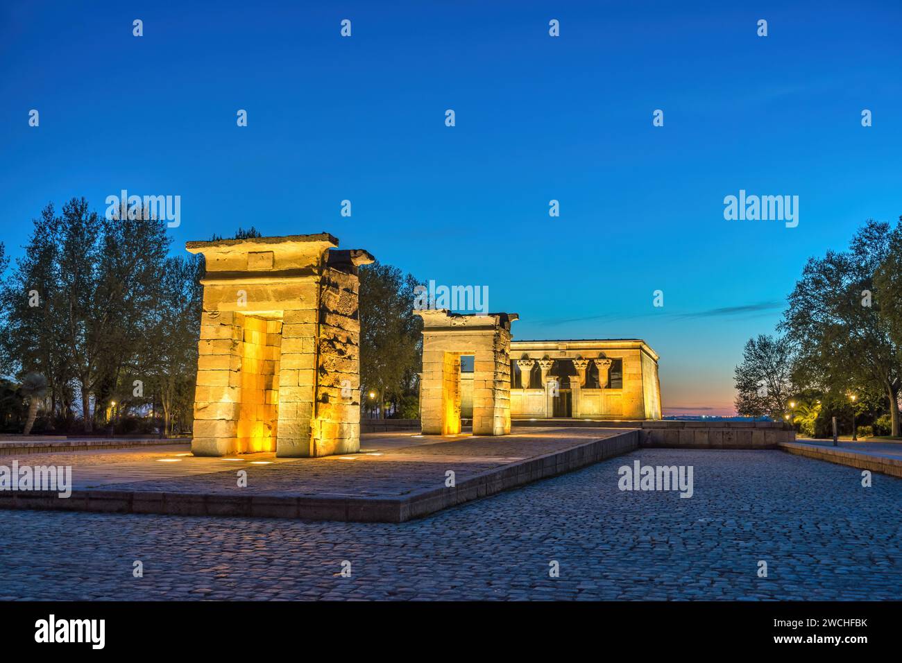 Madrid Spain, night city skyline at Temple of Debod Stock Photo - Alamy