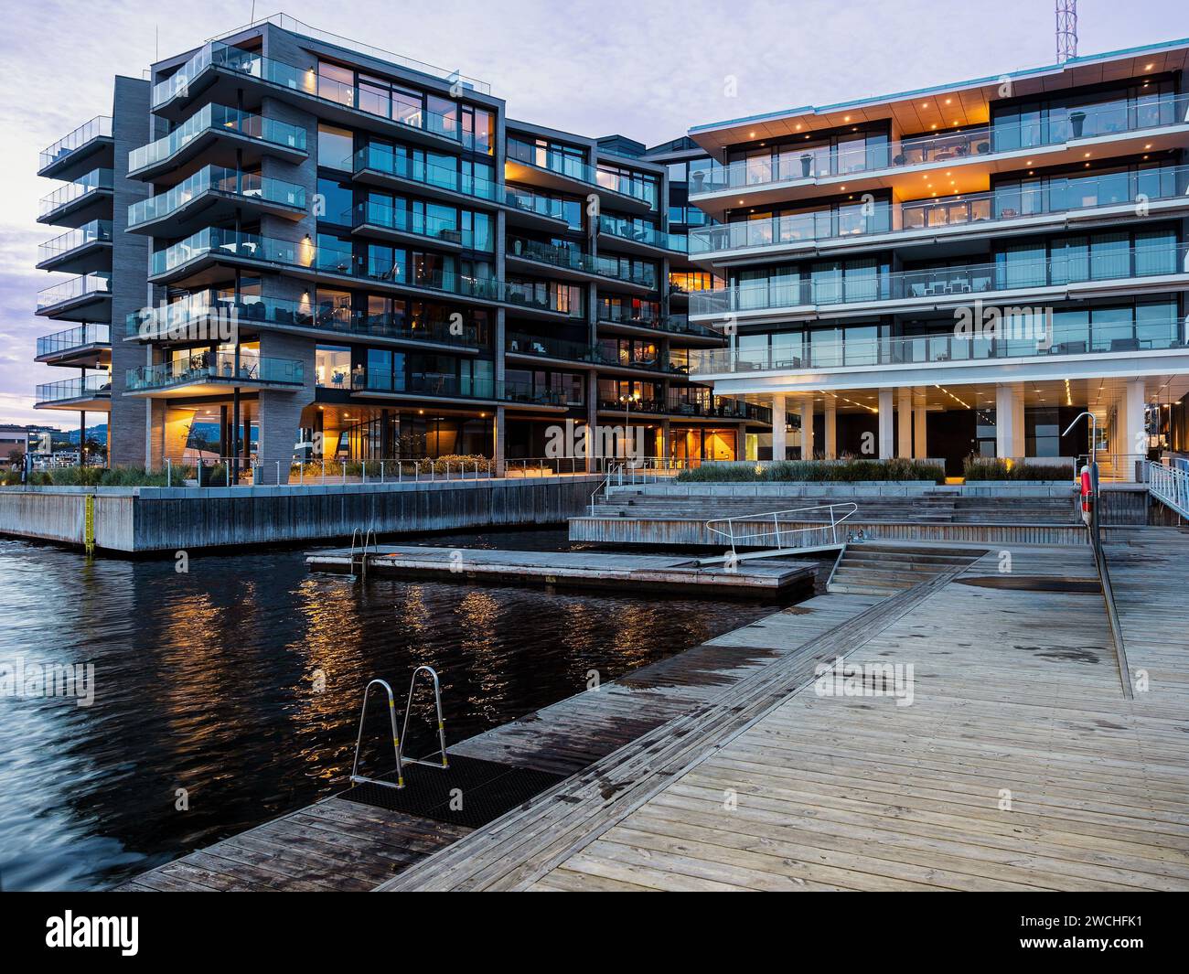 Modern city architecture, new quarter in Oslo - the residential complex ...