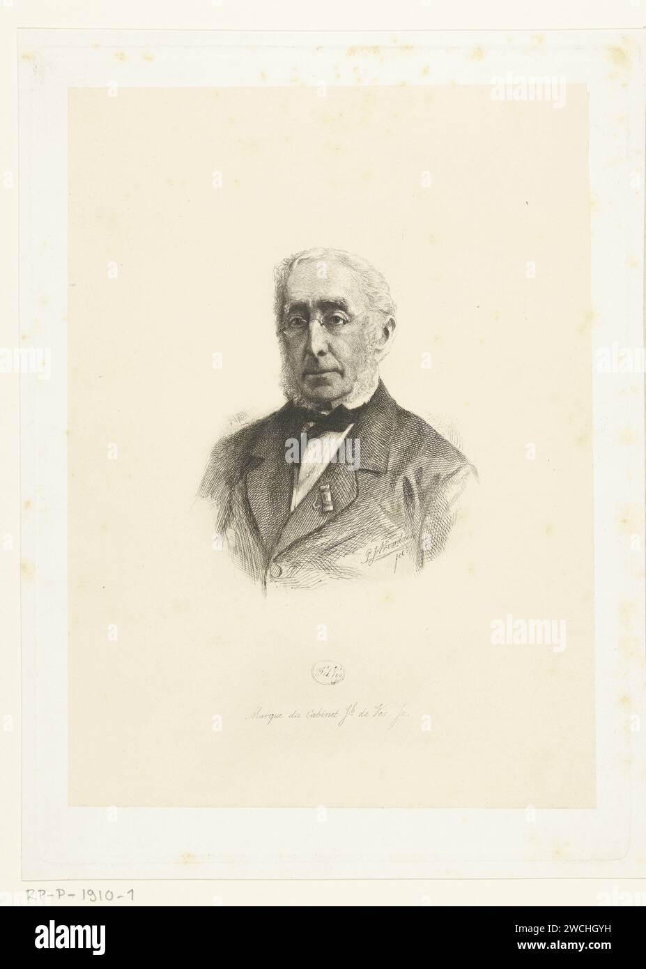 Portrait of Jacob de Vos Jacobszoon, Petrus Johannes Arendzen, 1856 ...