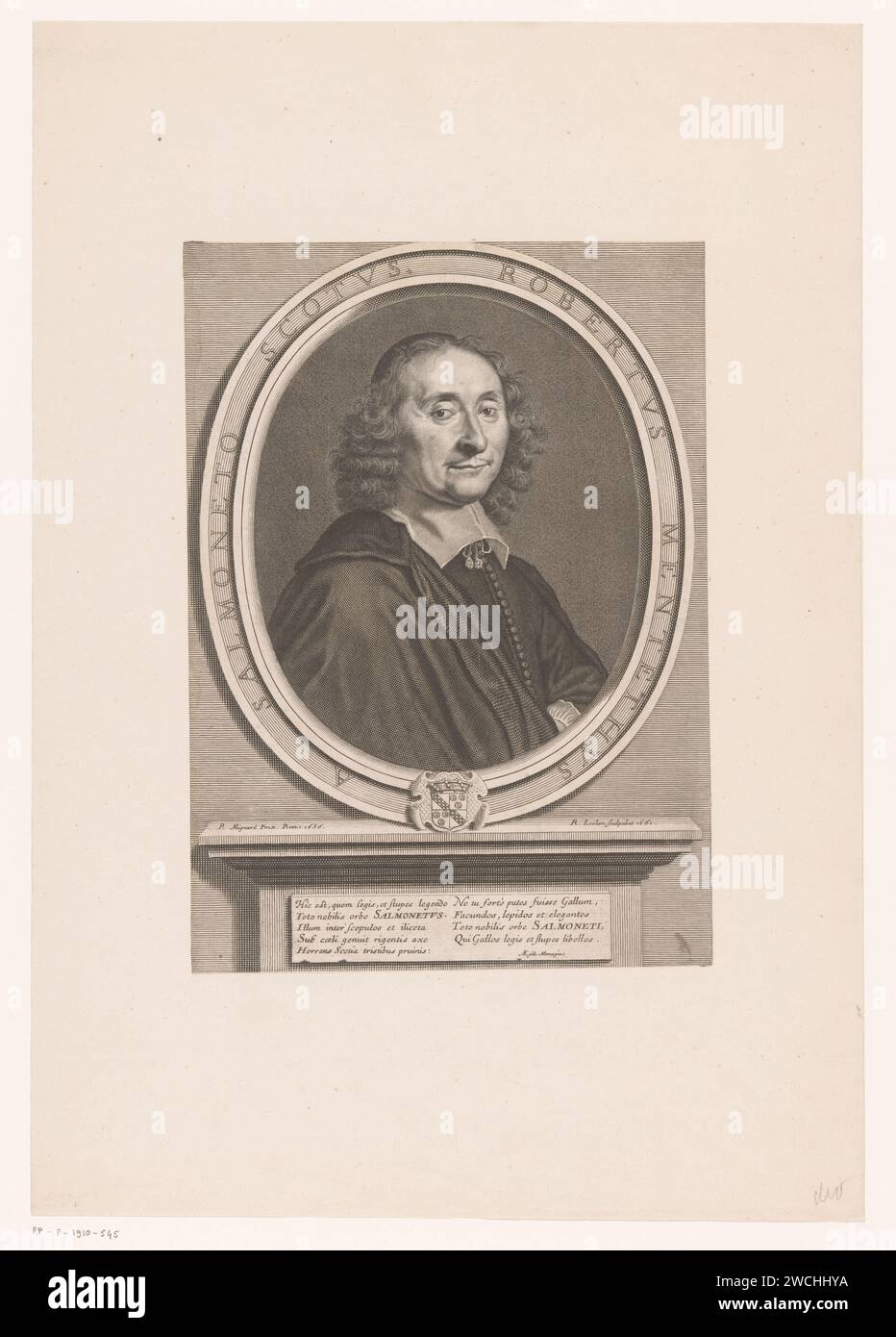 Portret van Robert Mentieth, René Lochon, After Pierre Mignard (1612 ...