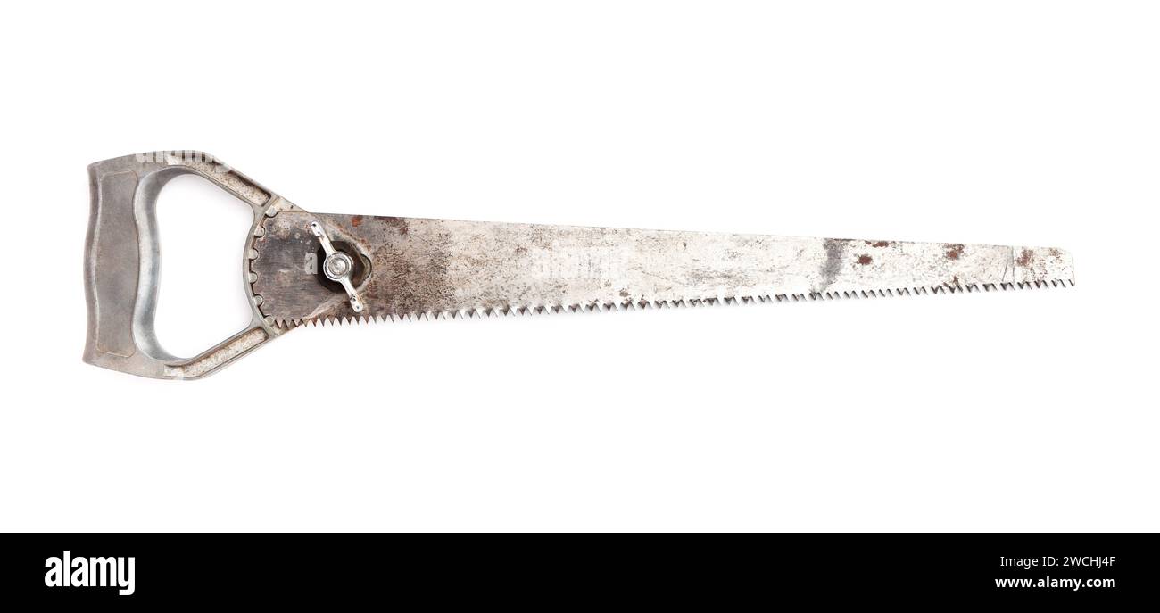 Vintage hand saw isolated on white background Stock Photo - Alamy