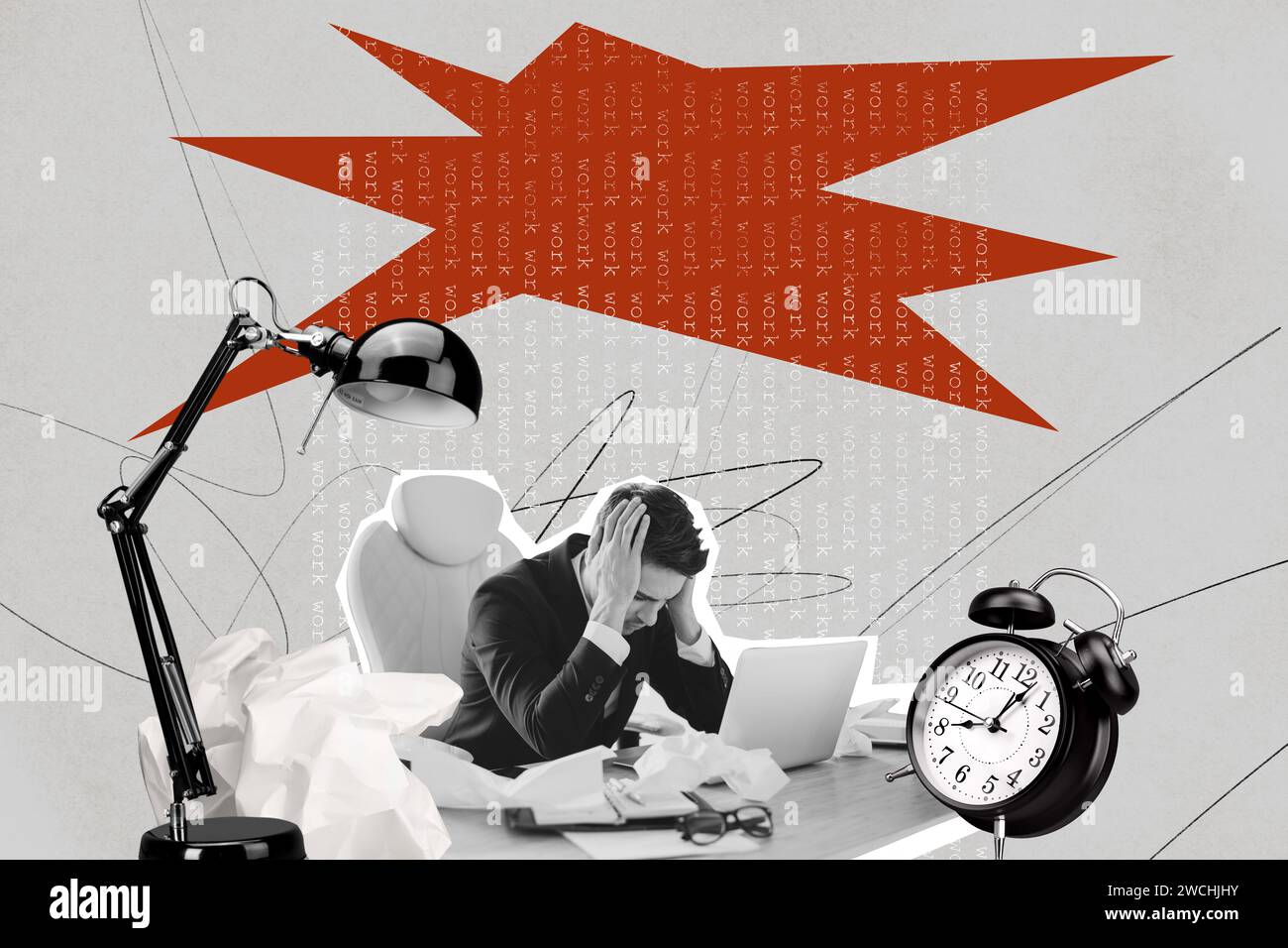 Collage creative poster black white filter painful illness depressed ...