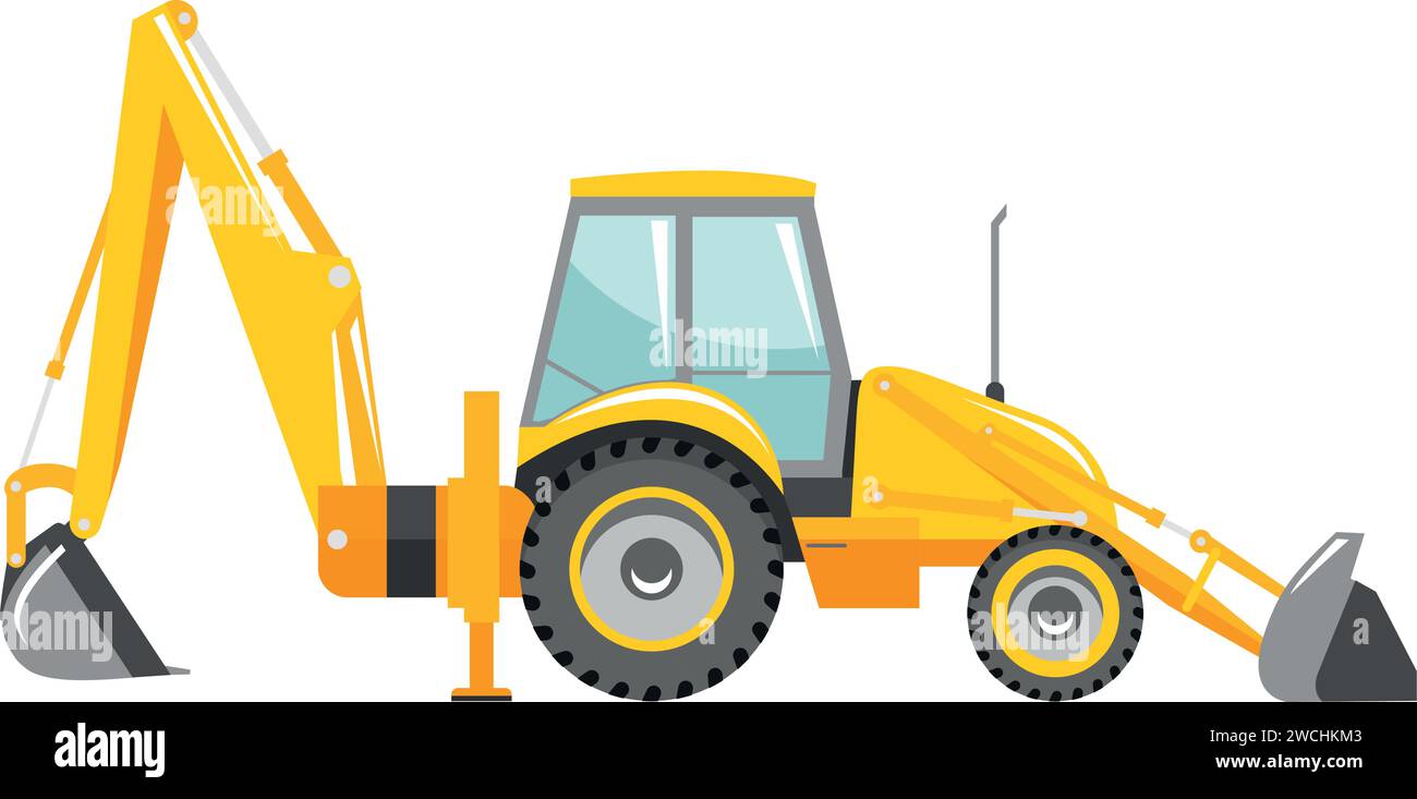 Wheel Backhoe Loader Icon in Flat Style Stock Vector Image & Art - Alamy