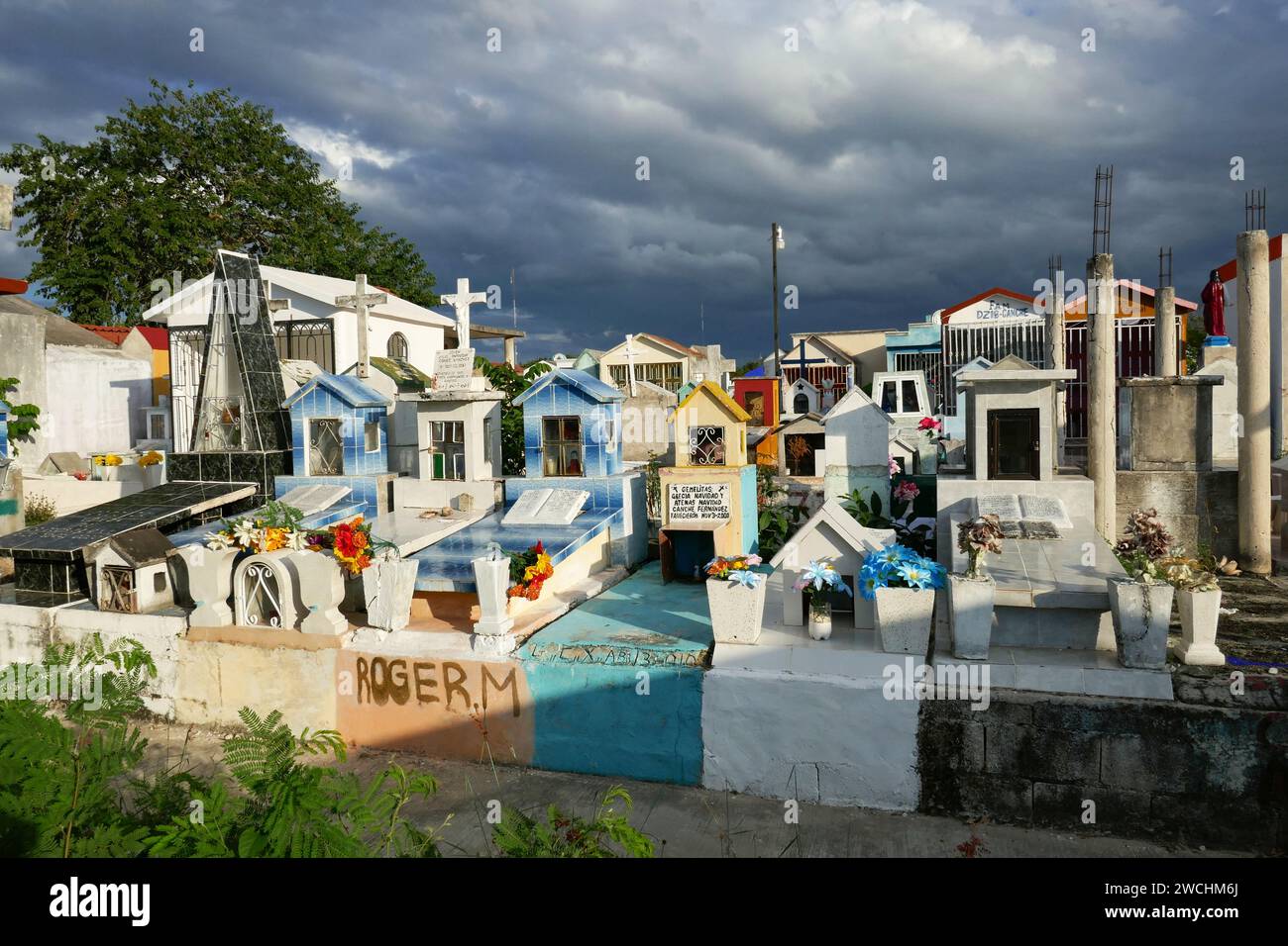 Colourful cemetery in Yucatan, Mexico Stock Photo - Alamy