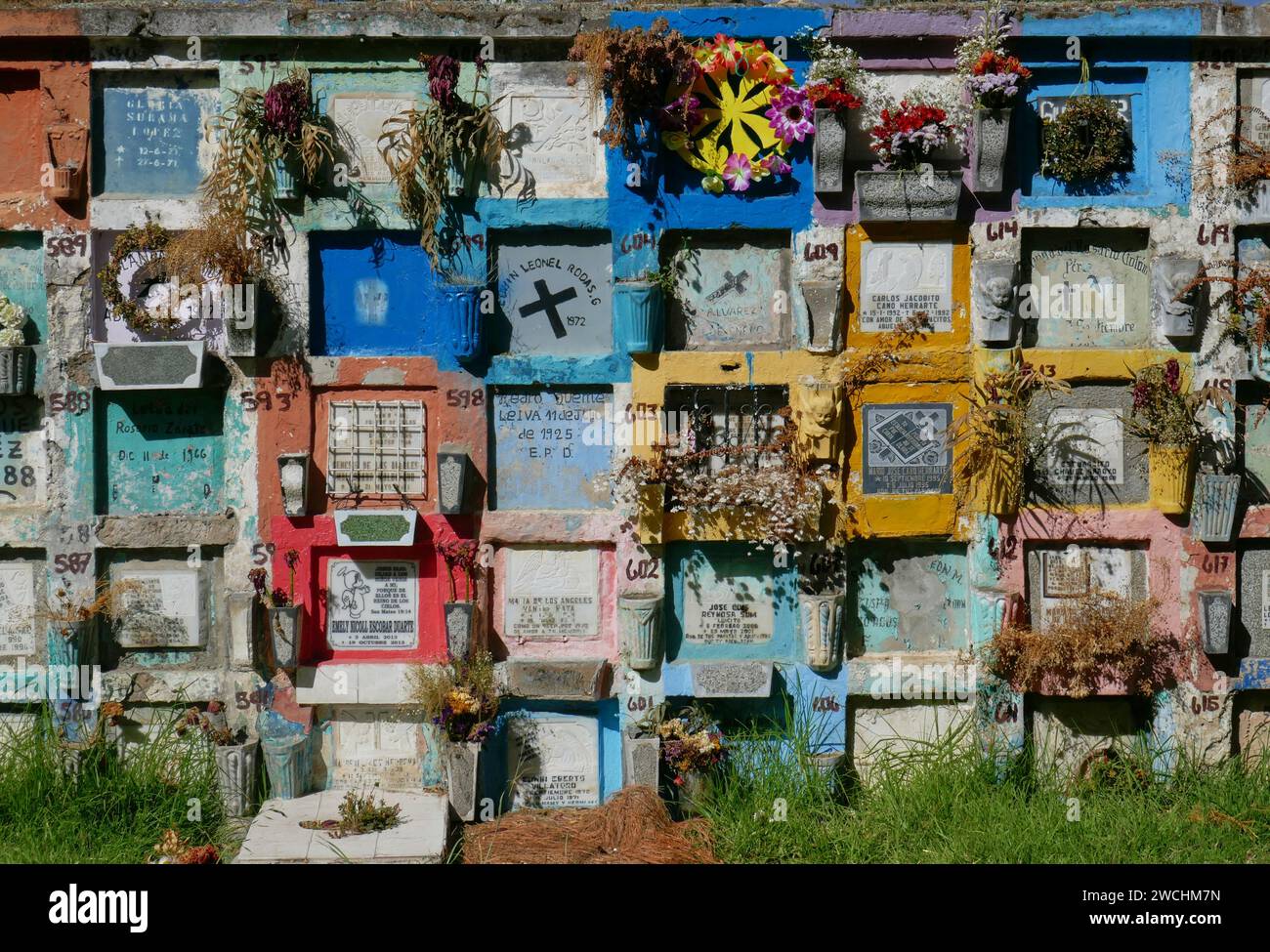 Apartment like cemetery plots, boxes on top of others in Xela cemetery ...