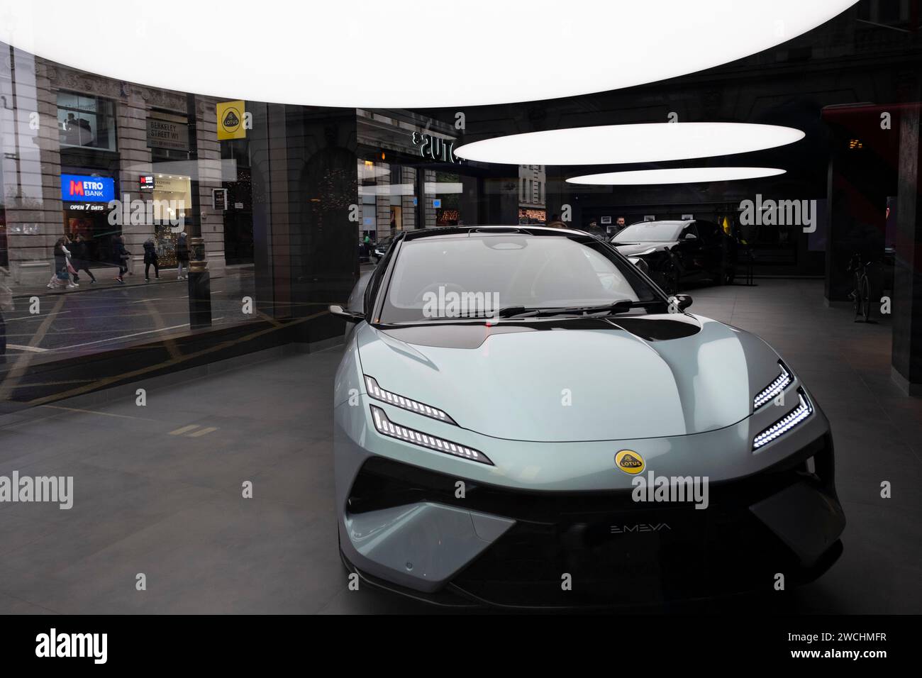 Lotus car showroom displaying the new Lotus Emeya fully electric ...