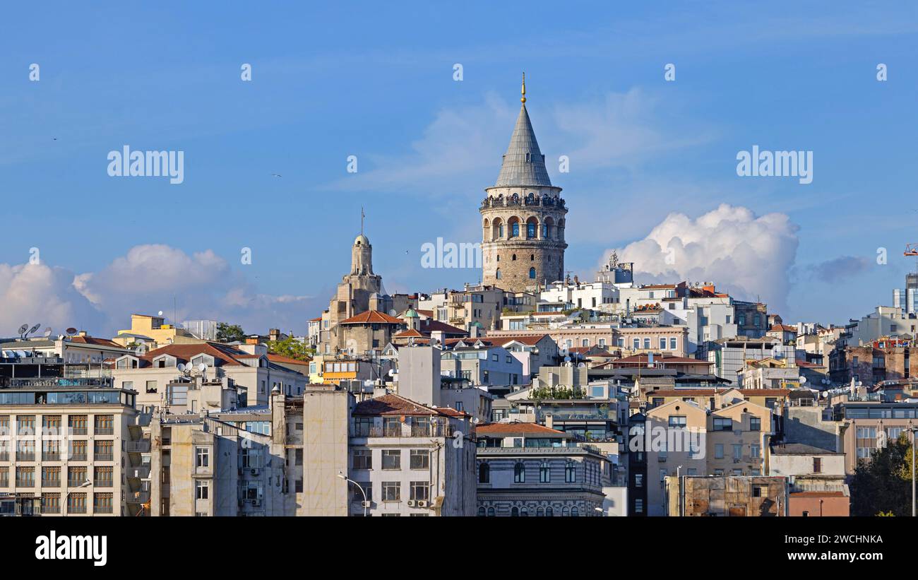 Galata Tower at Top of Beyoglu Hill Istanbul Turkey Fall Day Cityscape ...