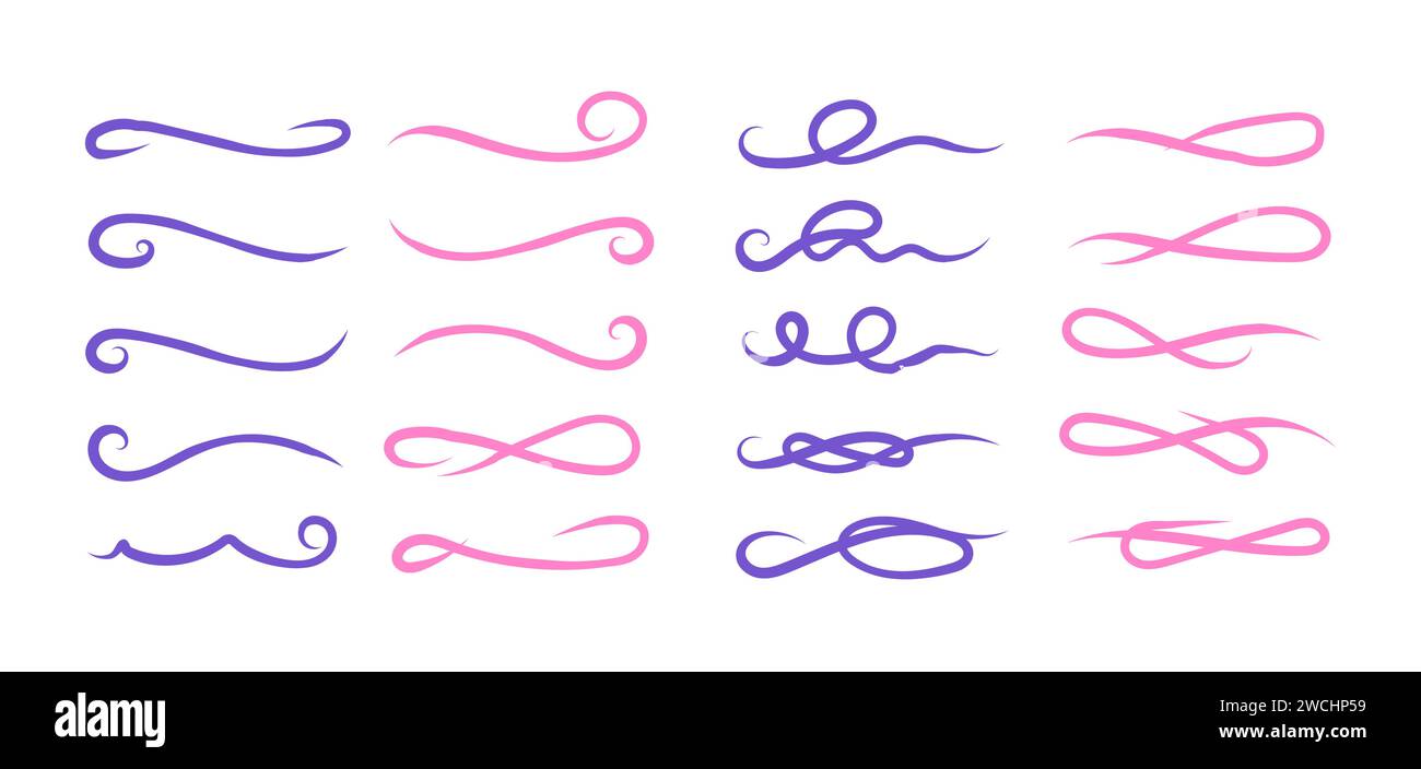 Set of crayon emphasis. strike through colored charcoal lines. doodle ...