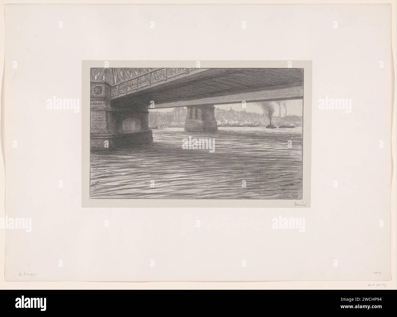 Face under a bridge in Rotterdam, Simon Moulijn, 1910 print paper ...