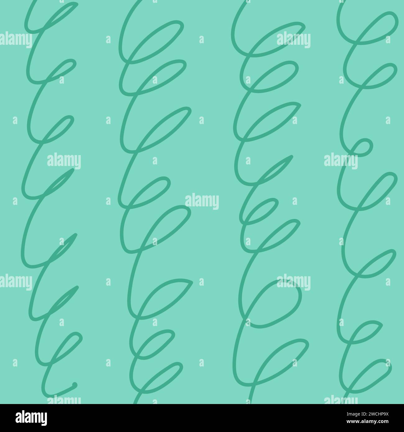 Hand drawn cute squiggle grid. doodle green, pale wavy pattern with ...