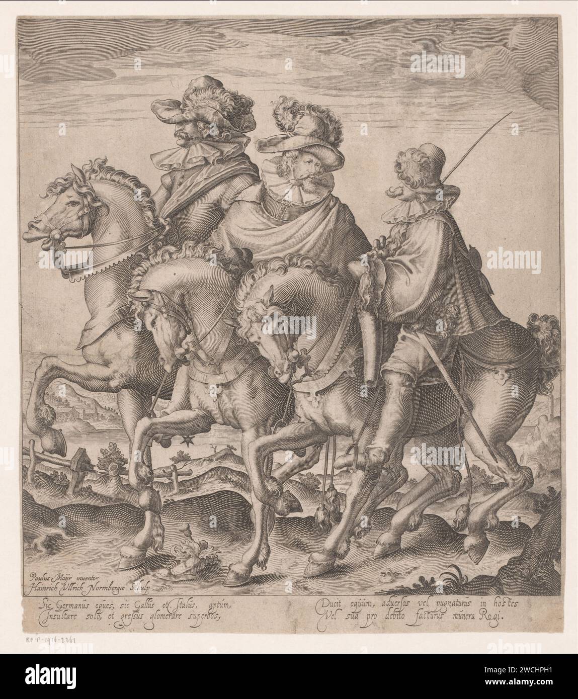 German, French and Italian man on horseback, Heinrich Ulrich, after ...
